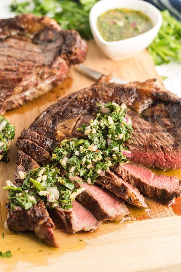 Grilled Steak with Chimichurri Sauuce - Lemon Blossoms