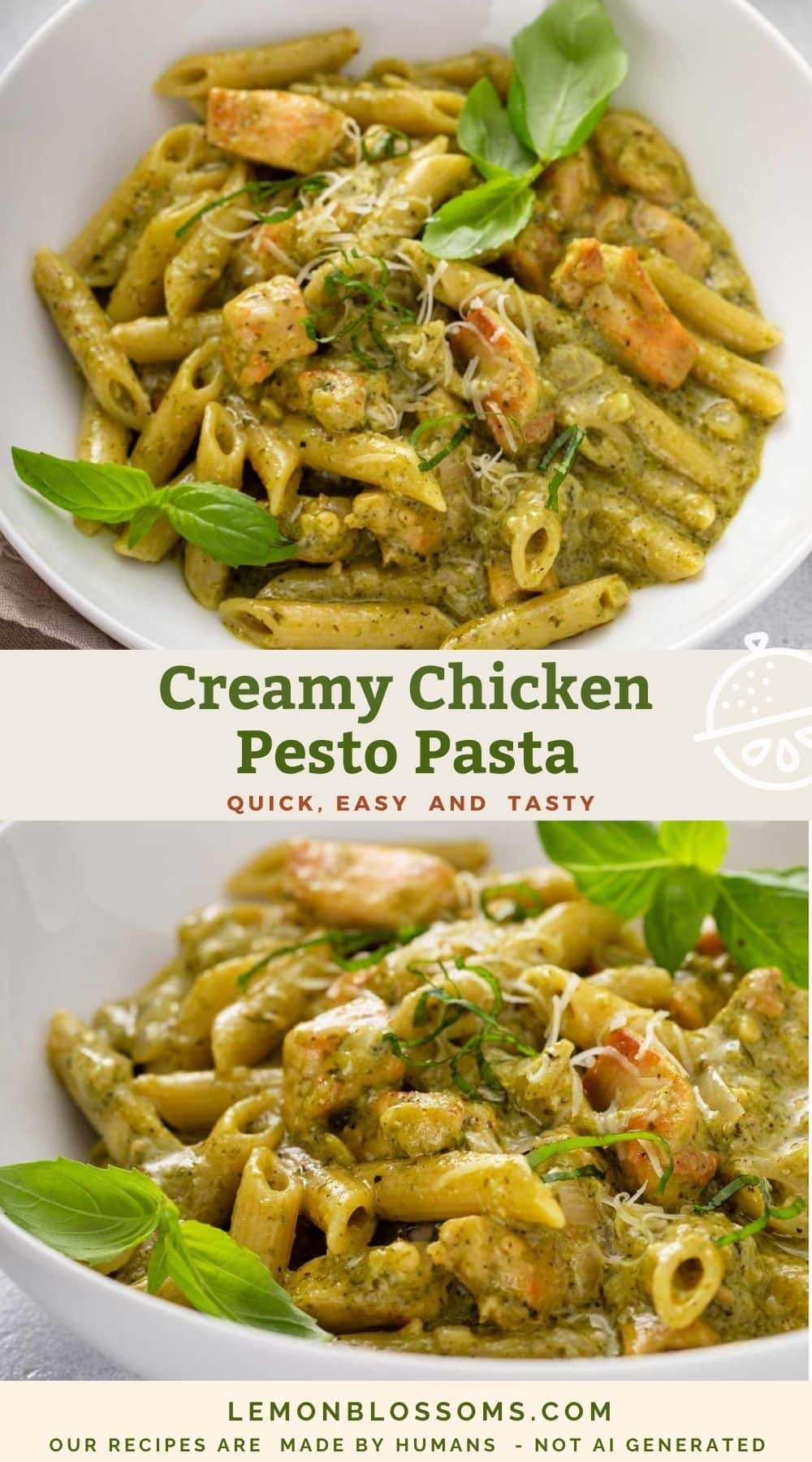 Chicken Pesto Pasta (Creamy) | Lemon Blossoms