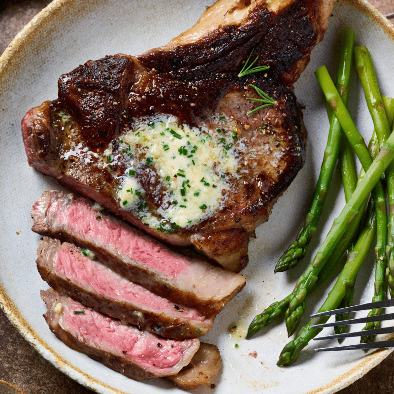 Butter Basted Pan Seared Rib Eye Steak (bone-in) - Lemon Blossoms